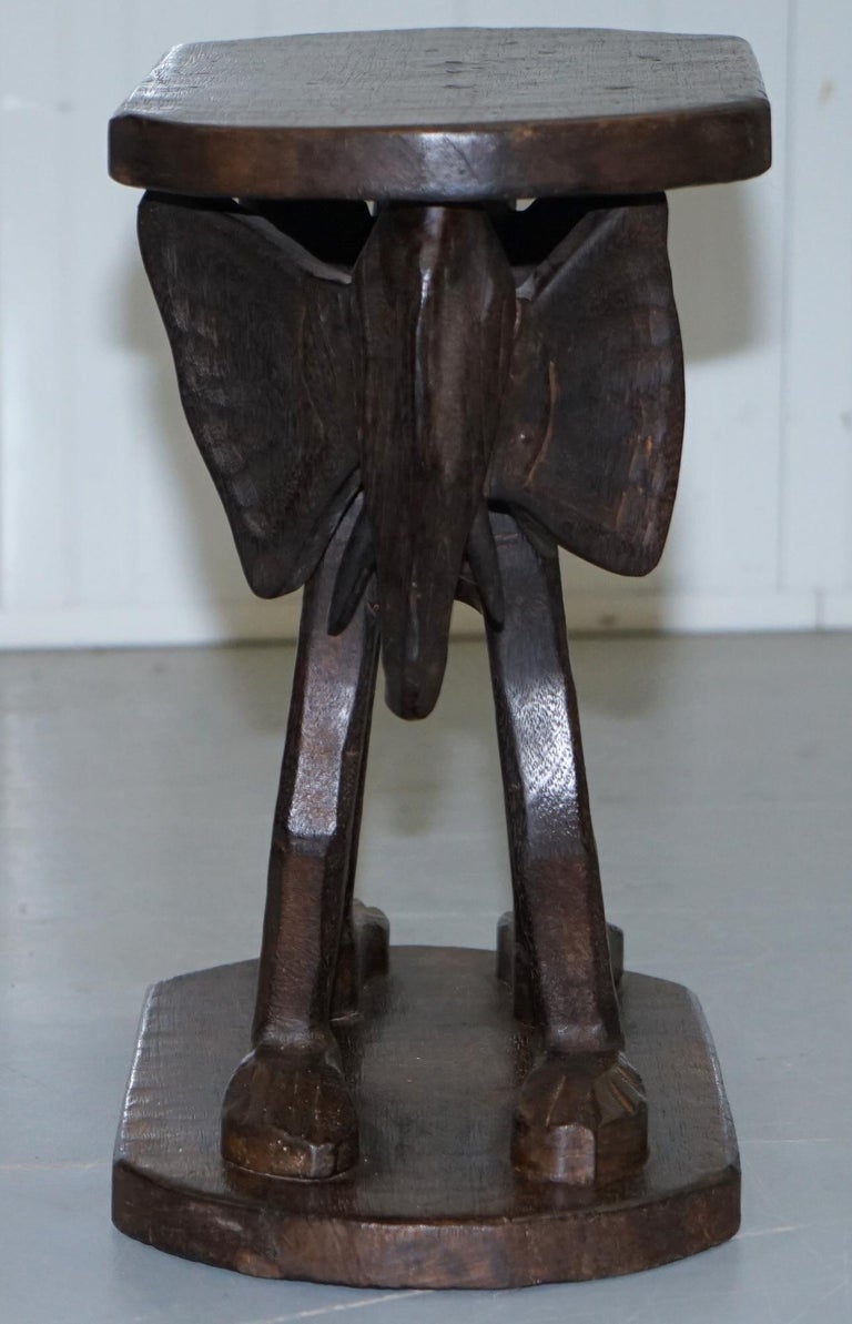 Lovely Pair of Vintage Hand Carved Solid Wood Safari Tables Depicting ...