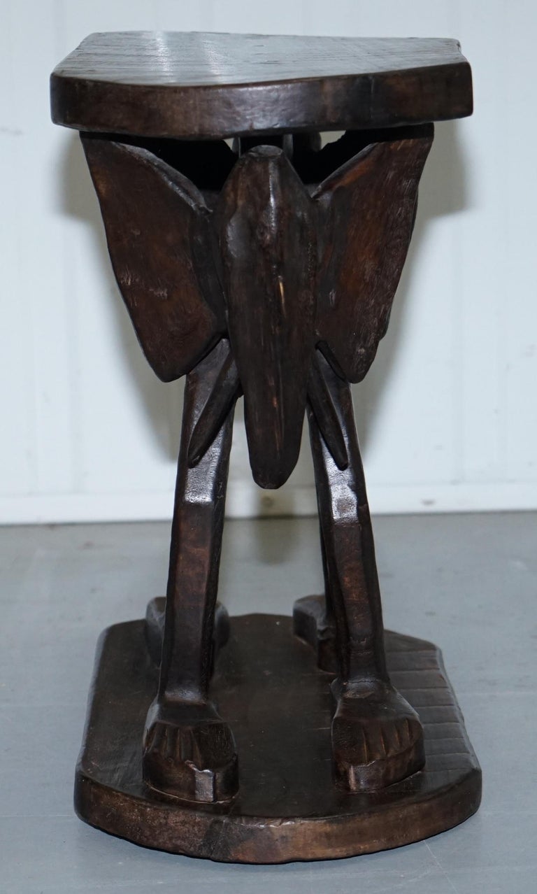 Lovely Pair of Vintage Hand Carved Solid Wood Safari Tables Depicting ...