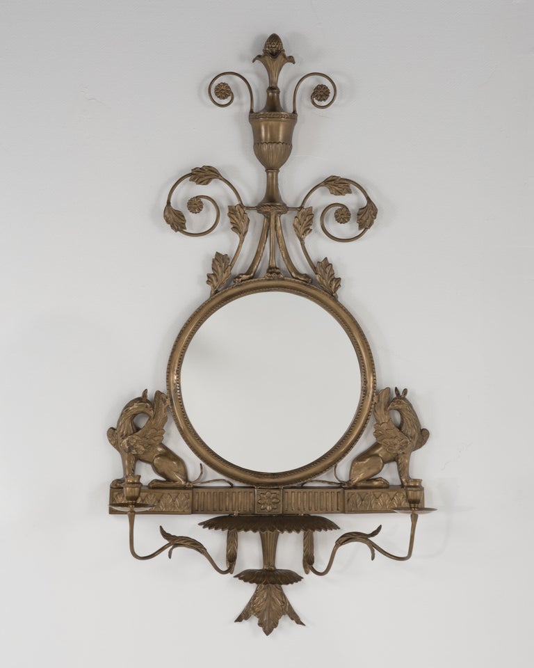 Lovely Regency Style Bronze Mirror with Griffins and Candle Sconces For ...