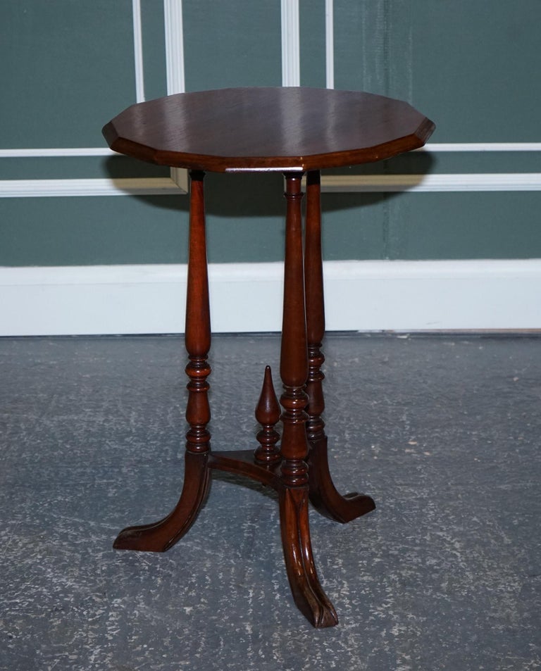 Lovely Restored Hardwood Hexagon Side Table with Curved Spade Feet For ...