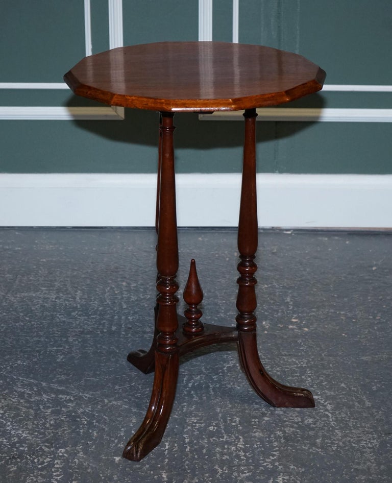 Lovely Restored Hardwood Hexagon Side Table with Curved Spade Feet For ...
