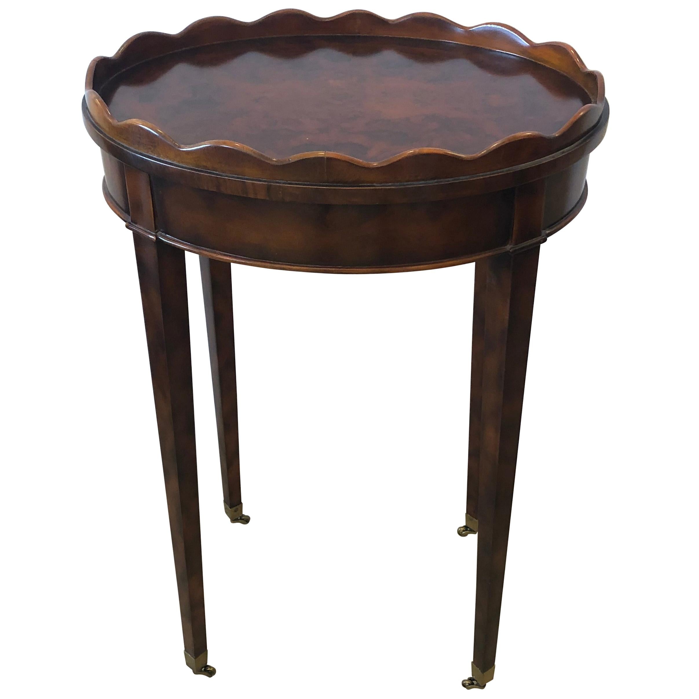 Lovely Scalloped Edge Burl Wood Oval End Side Table at 1stDibs