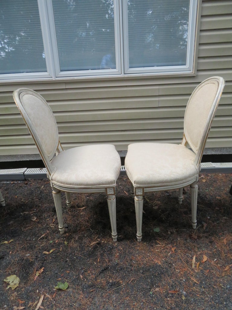 Lovely Set 8 Dorothy Draper style Fluted Leg Dining Chairs Hollywood ...