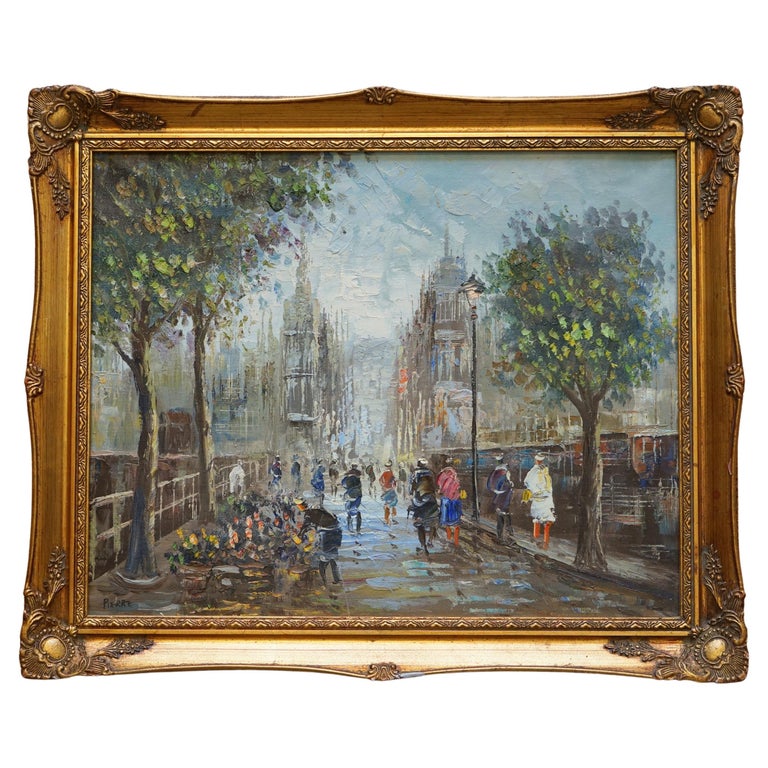 Lovely Signed Pierre Oil Painting of a French Paris Street Scene ...