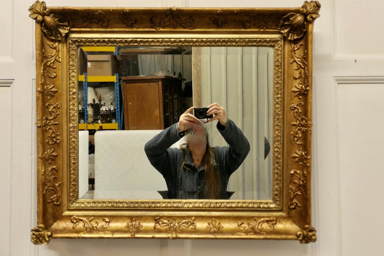 Lovely Square Gilt Rococo Wall Mirror For Sale at 1stDibs
