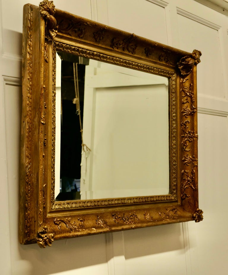 Lovely Square Gilt Rococo Wall Mirror For Sale at 1stDibs
