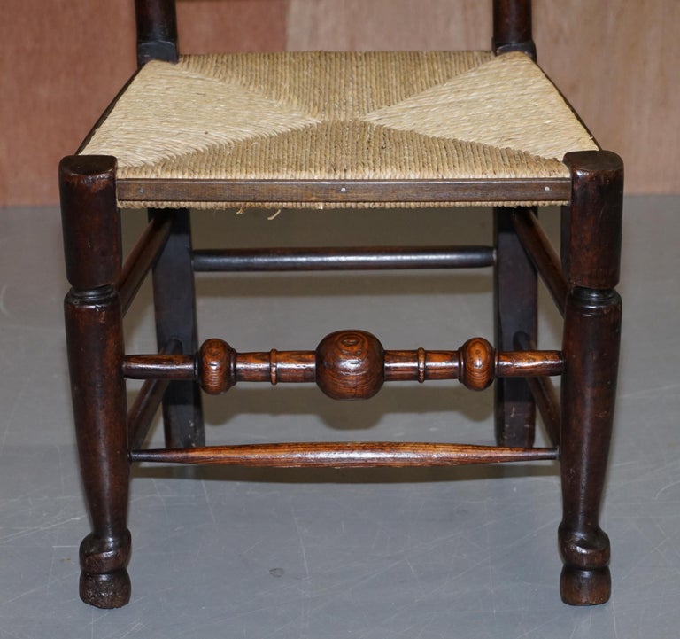 Lovely Suite of Eight circa 1860 Dutch Ladder Back Elm Rush Seat Dining ...