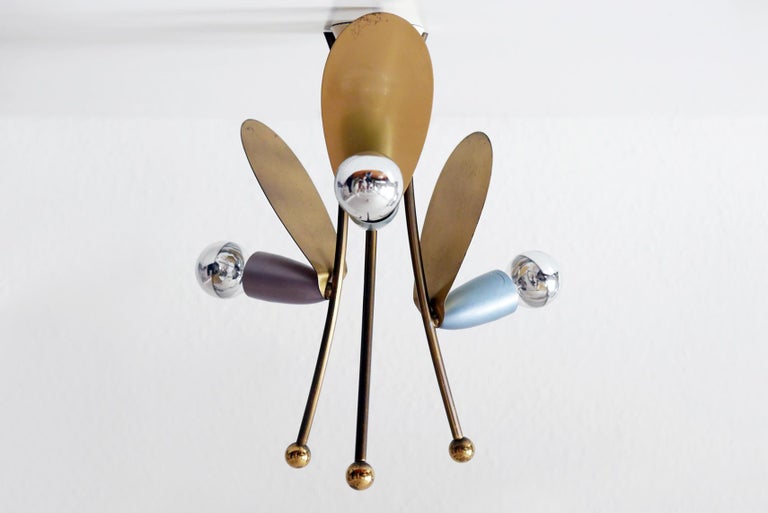 Lovely Three-Armed Sputnik Flush Mount or Ceiling Light Fly, 1950s ...