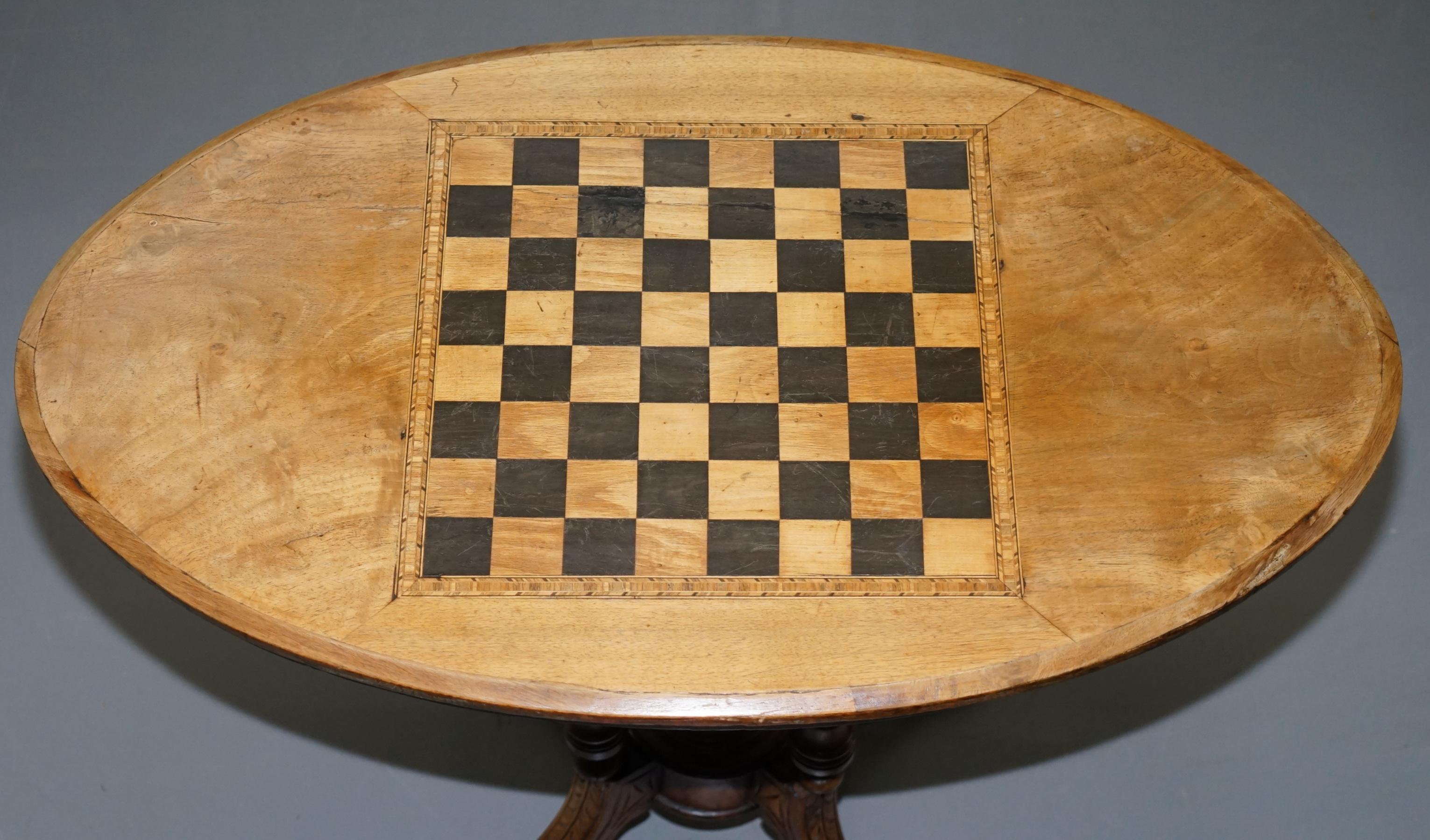 Lovely Victorian 1880 Walnut and Boxwood Marquetry Inlaid Chess Games ...