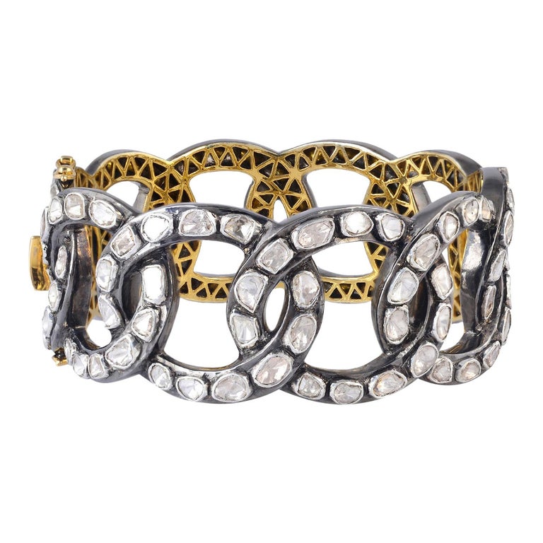 Lovely Victorian Style Bangle with Diamonds Around Set in Silver and ...