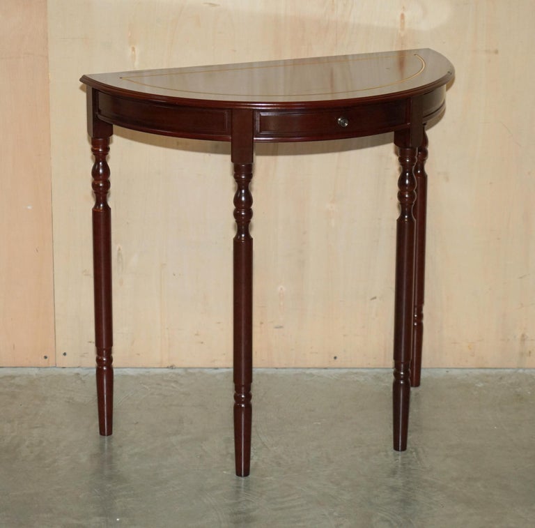 LOVELY VINTAGE DEMI LUNE CONSOLE TABLE WITH SiNGLE DRAWER IN FLAmed ...
