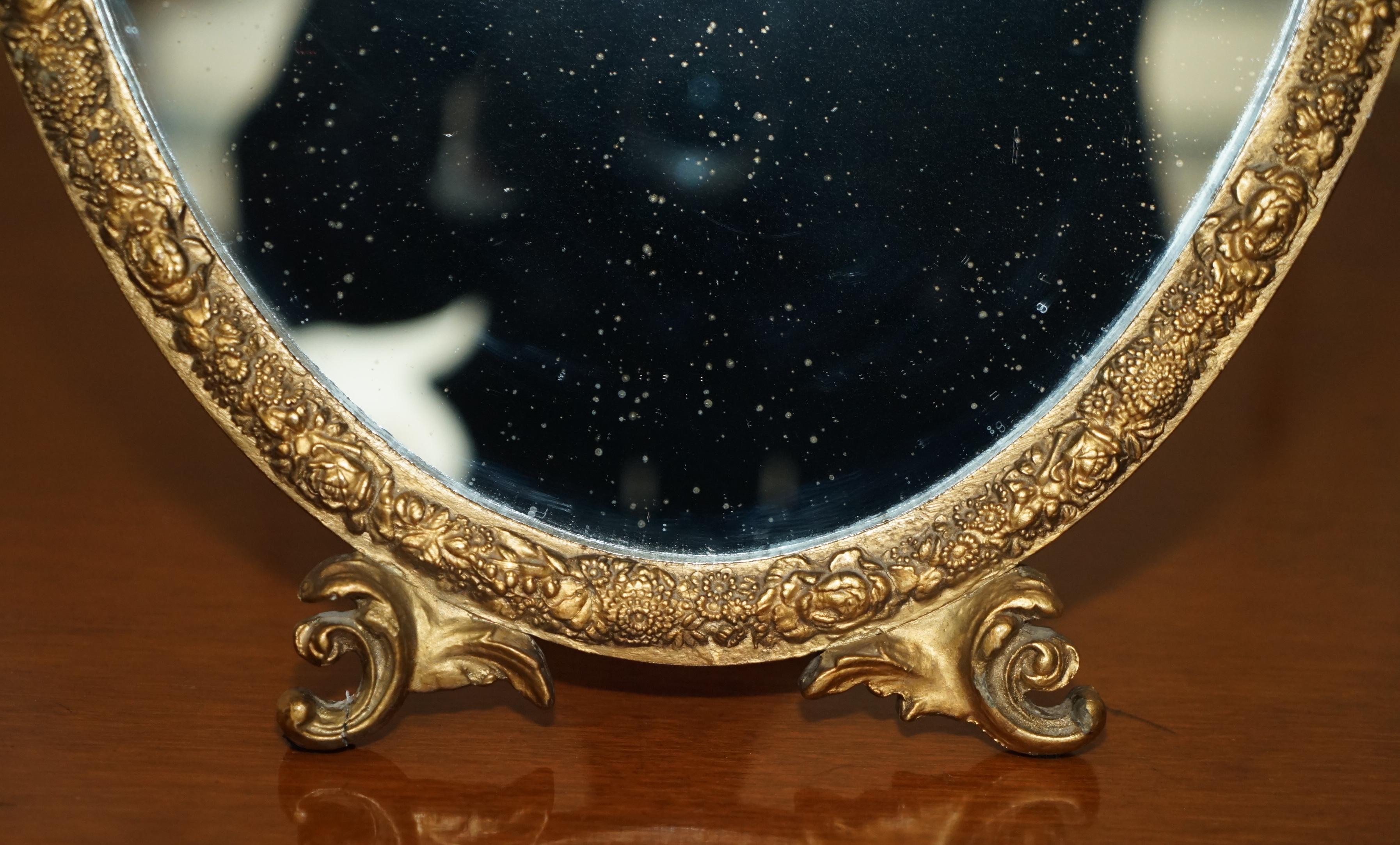 Lovely Vintage Giltwood Framed Table Top Mirror with Stand for a ...