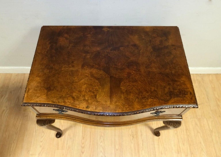 Lovely Walnut Serpentine Front Side Table on Cabriole Legs with Single ...