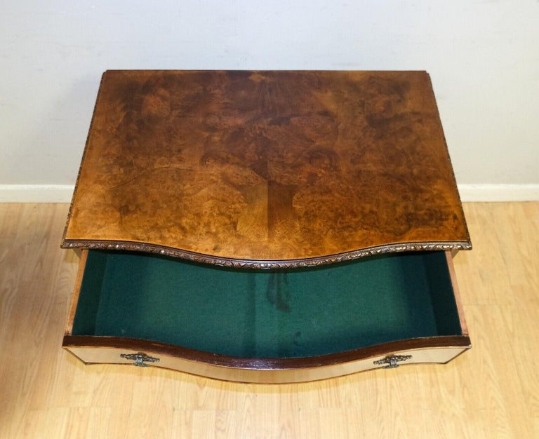 Lovely Walnut Serpentine Front Side Table on Cabriole Legs with Single ...