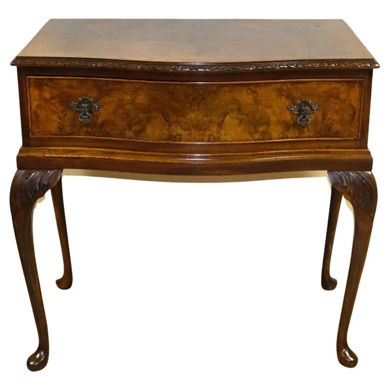 Lovely Walnut Serpentine Front Side Table on Cabriole Legs with Single ...