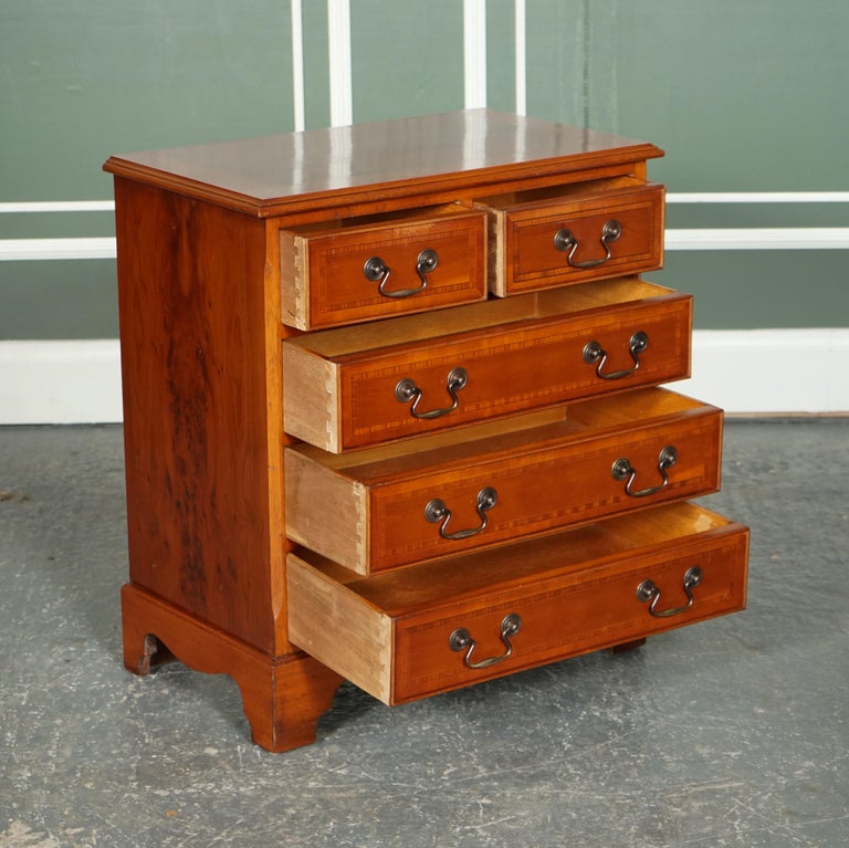 Lovely Yew Wood Georgian Style Chest of Drawers Brass Handles For Sale ...