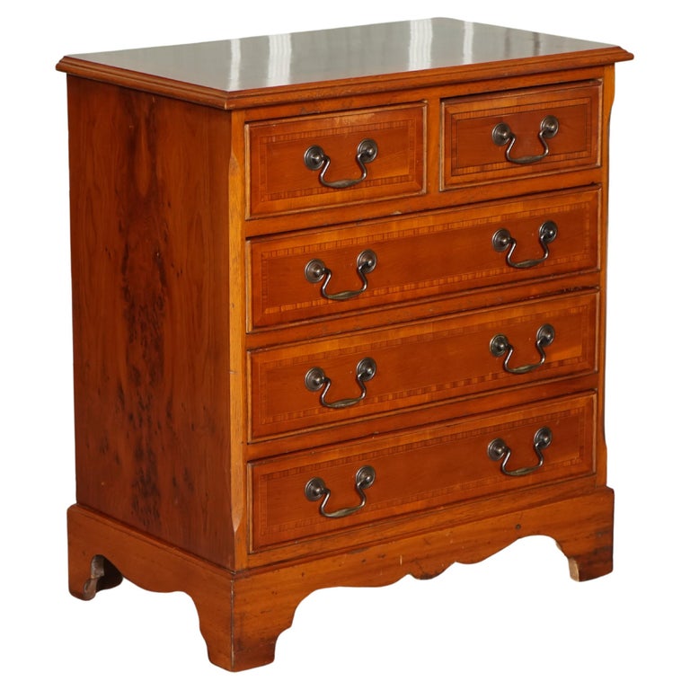 Lovely Yew Wood Georgian Style Chest of Drawers Brass Handles For Sale ...