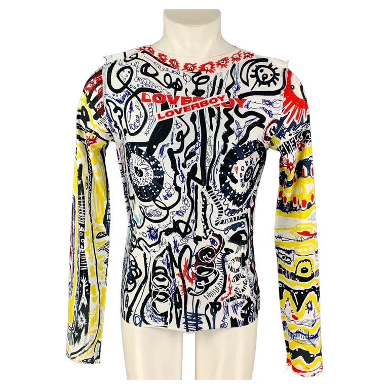 LOVERBOY Size XL Black White Print Polyester Boat Neck Pullover For ...