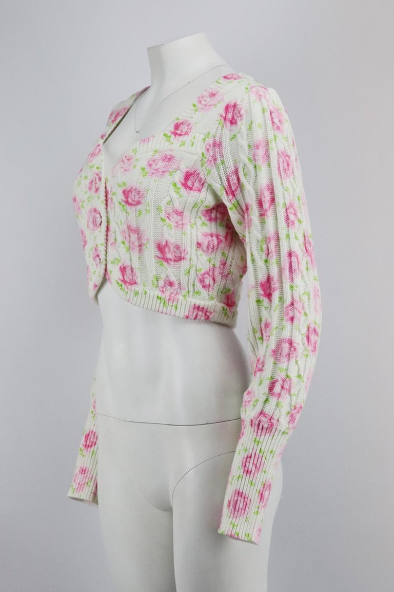 LoveShackFancy Cropped Printed Cardigan Medium For Sale at 1stDibs
