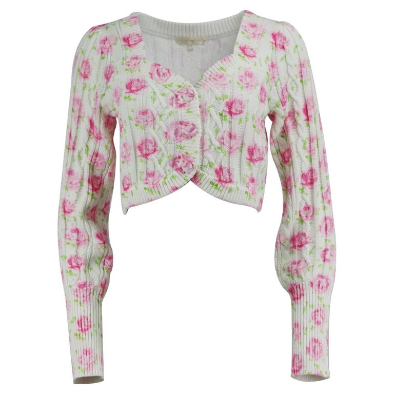 LoveShackFancy Cropped Printed Cardigan Medium For Sale at 1stDibs