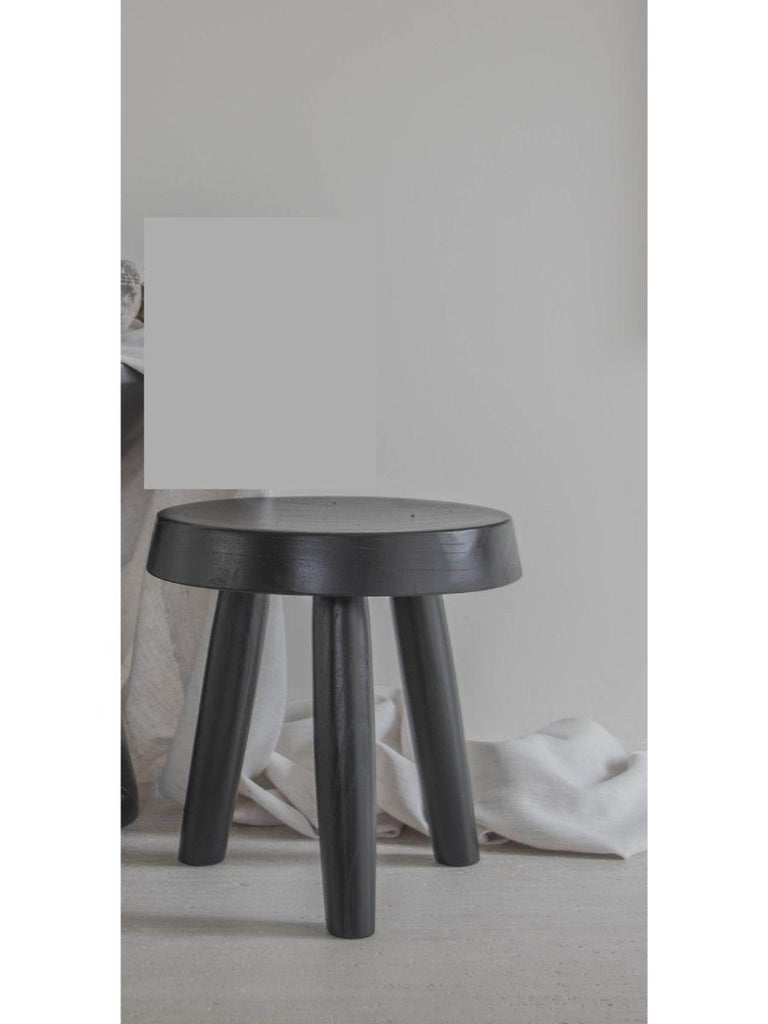 Low Black Stained Milk Stools at 1stDibs
