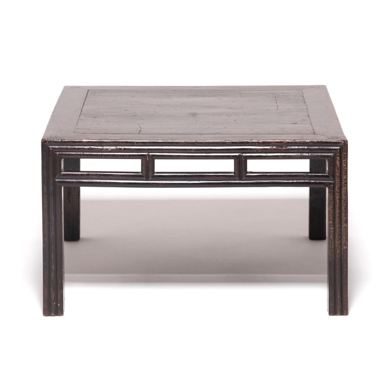 Low Chinese Square Table with Ridged Sides, c. 1900 For Sale at 1stDibs
