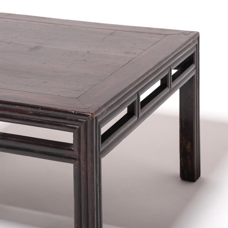 Low Chinese Square Table with Ridged Sides, c. 1900 For Sale at 1stDibs