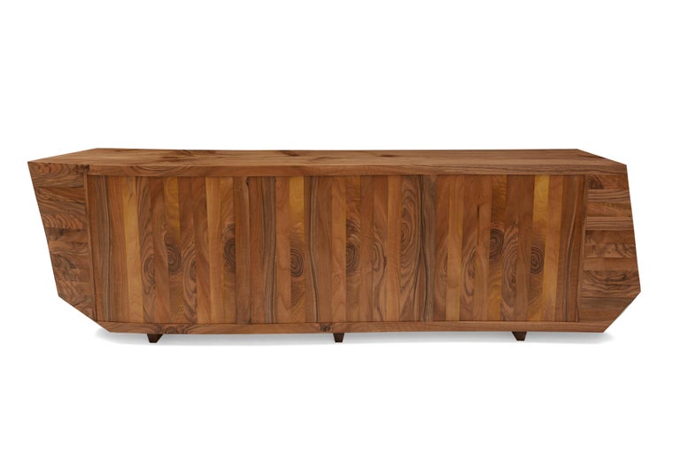 Bespoke Asymmetrical Bookcase of solid English walnut. For Sale at 1stDibs