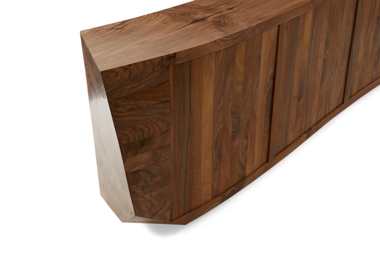 Bespoke Asymmetrical Bookcase of solid English walnut. For Sale at 1stDibs