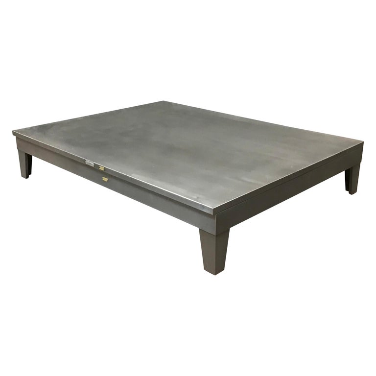 Low Industrial Brushed Steel Coffee Table by Steel Age at 1stDibs