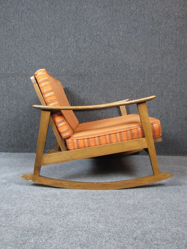Low Italian Walnut Rocking Chair For Sale at 1stDibs