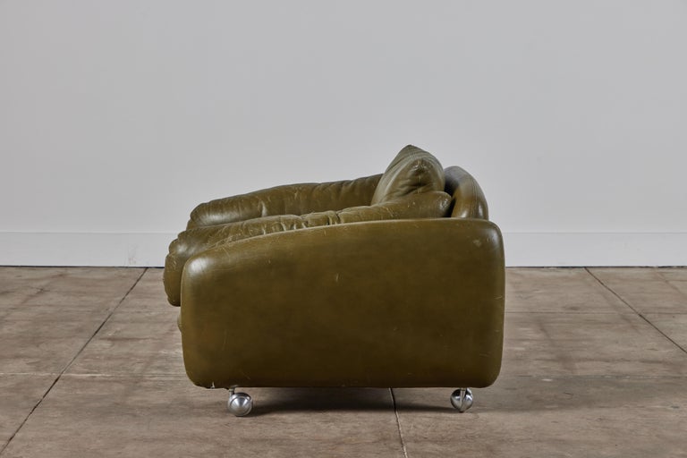 Low Leather Lounge Chair on Casters For Sale at 1stDibs