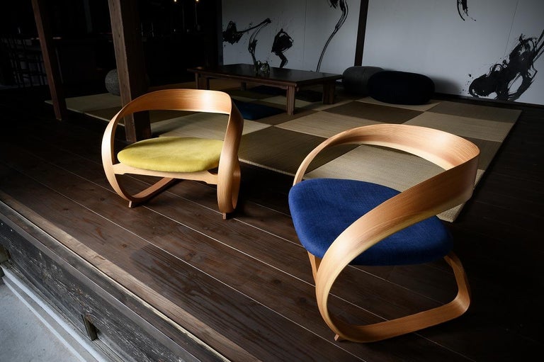 Low rocking Chair Japanese Modern Style Bentwood Chair For Sale at 1stDibs