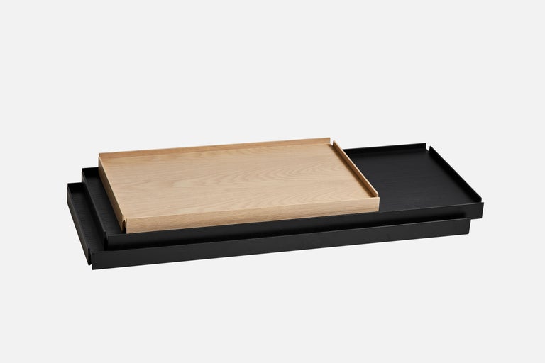 Low Oak and Black Tray Shelf II by Hanne Willmann For Sale at 1stDibs