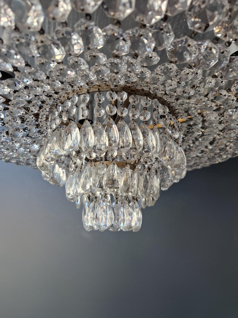 Low Plafonnier Crystal Chandelier Brass Lustre Ceiling Art Deco Gold ...