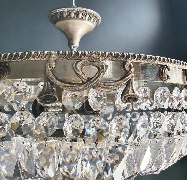 Low Flat Plafonnier Crystal Chandelier Lustre Ceiling Light Antique ...