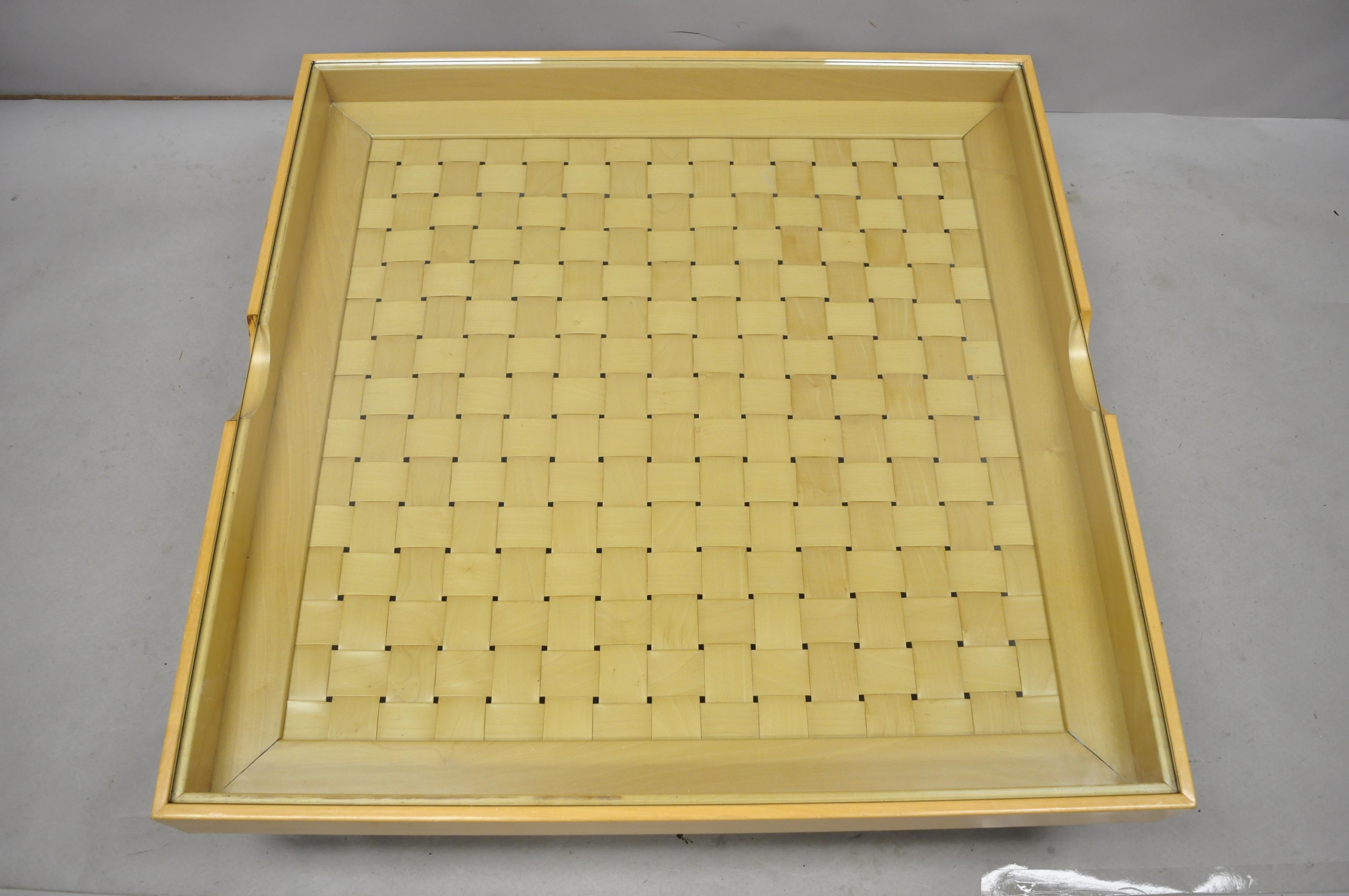 Low Profile Glass Display Top Basket Weave Coffee Table Factory Cart on ...