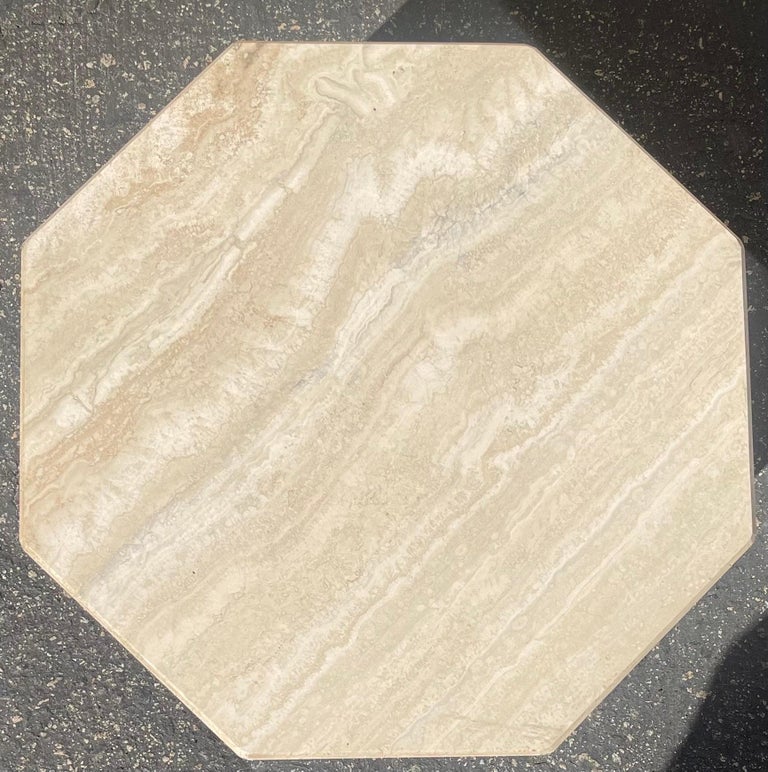 Low Profile Italian Travertine Octagonal Side Table For Sale at 1stDibs