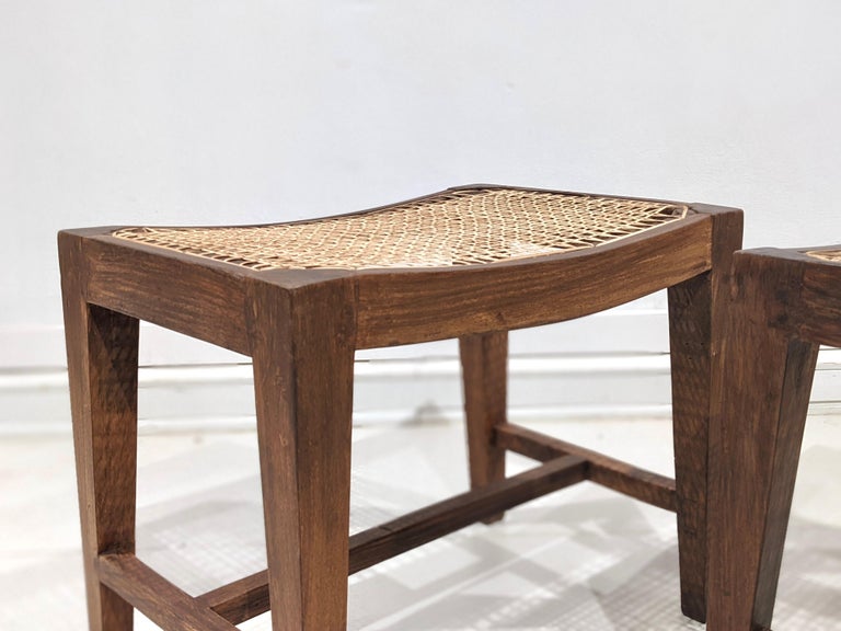 Low Rectangular Stool by Pierre Jeanneret For Sale at 1stDibs