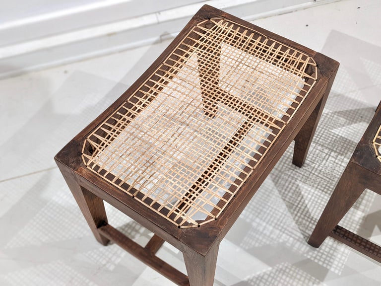 Low Rectangular Stool by Pierre Jeanneret For Sale at 1stDibs
