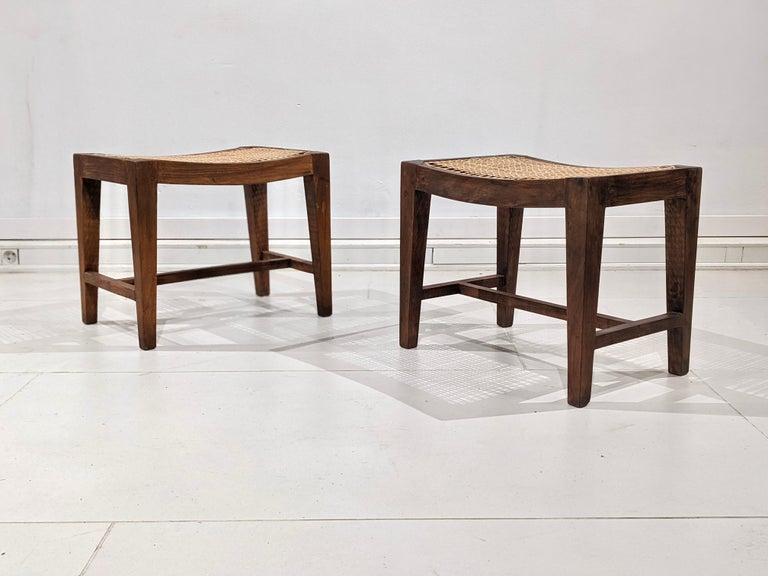 Low Rectangular Stool by Pierre Jeanneret For Sale at 1stDibs
