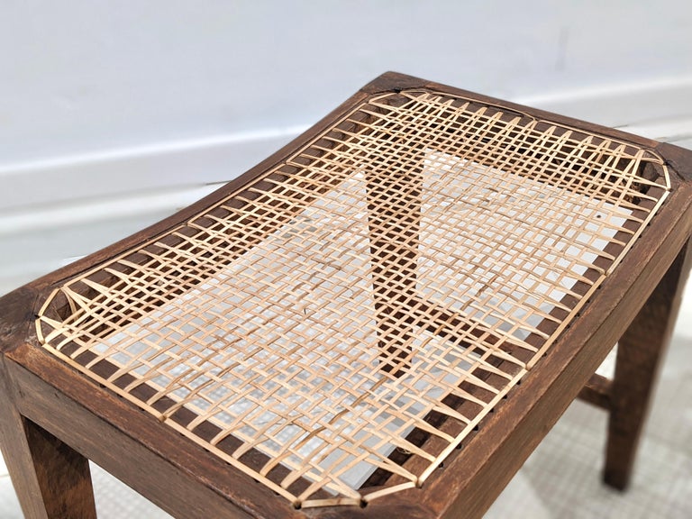 Low Rectangular Stool by Pierre Jeanneret For Sale at 1stDibs