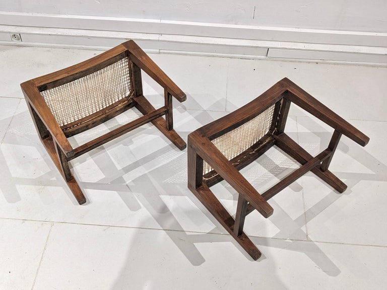 Low Rectangular Stool by Pierre Jeanneret For Sale at 1stDibs