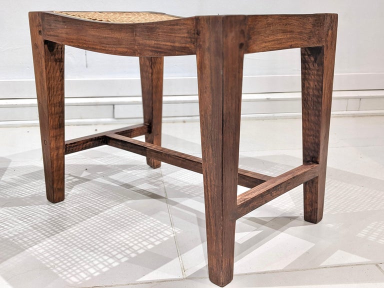 Low Rectangular Stool by Pierre Jeanneret For Sale at 1stDibs