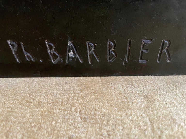 Low Resin and Quartz Table with Brass Legs Signed Philippe Barbier, France 1960 For Sale at 1stDibs