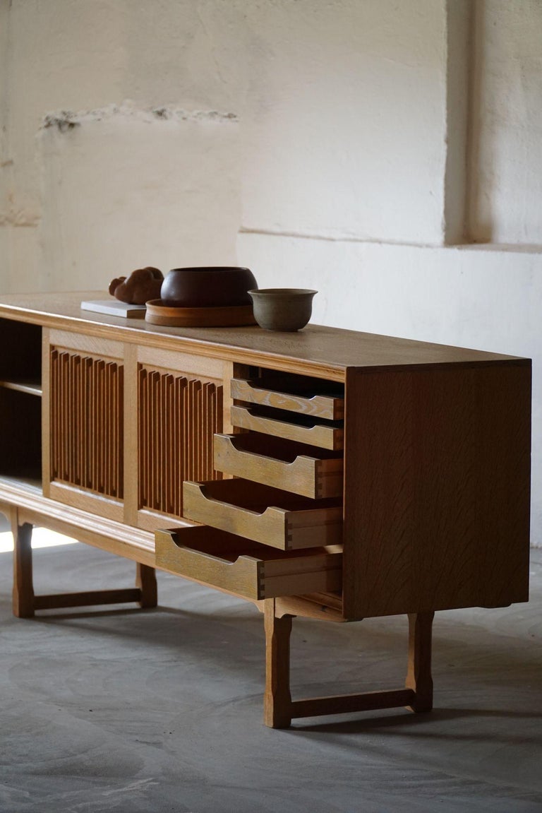 Low Sculptural Classic Brutalist Sideboard in Oak, Danish Modern, Made ...