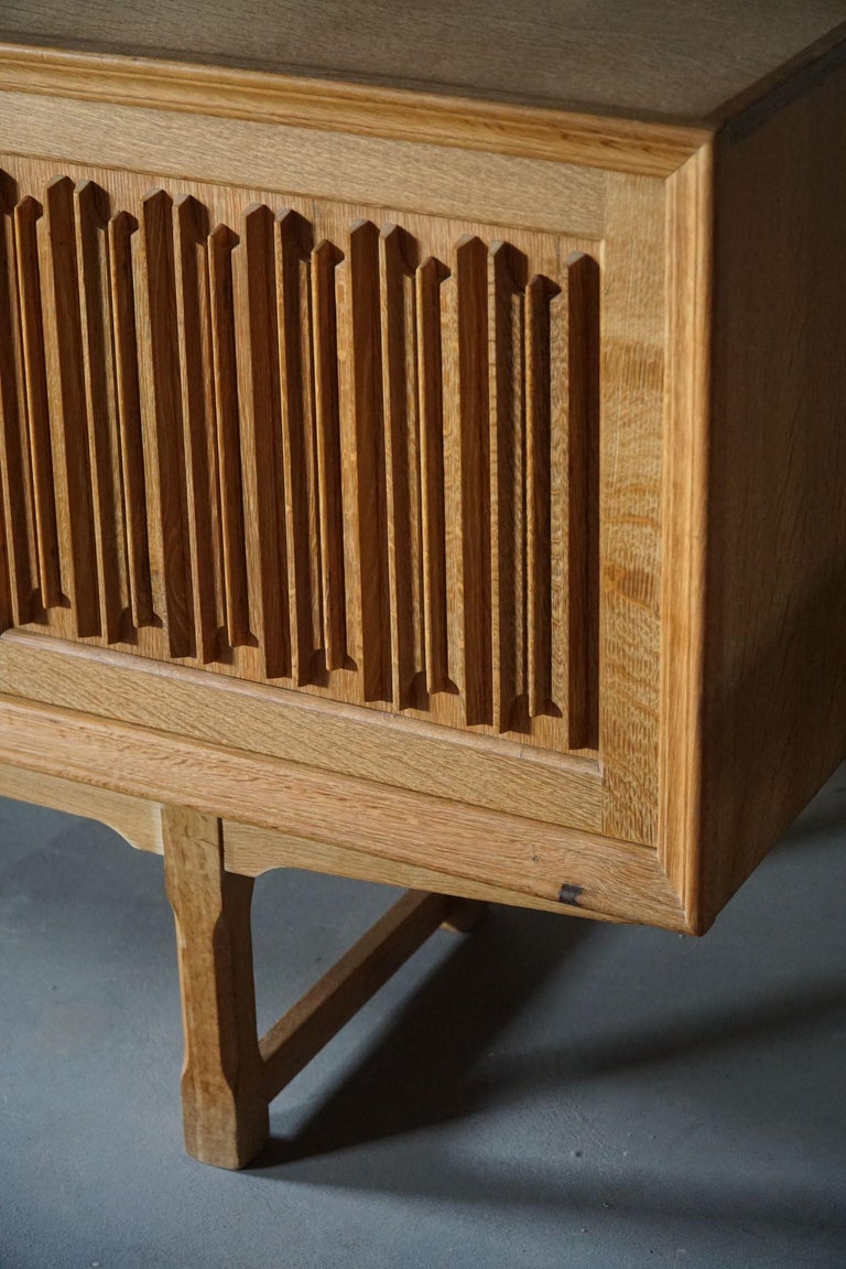 Low Sculptural Classic Brutalist Sideboard in Oak, Danish Modern, Made ...