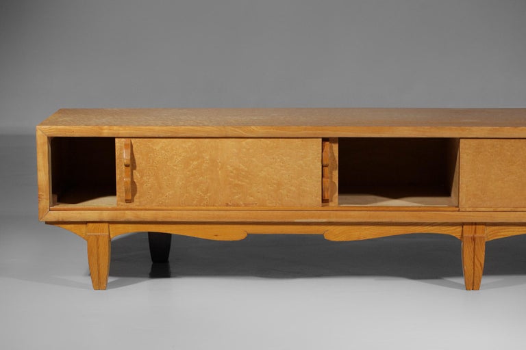 Low Sideboard in Burr Wood from the 70s For Sale at 1stDibs | 70s sideboard