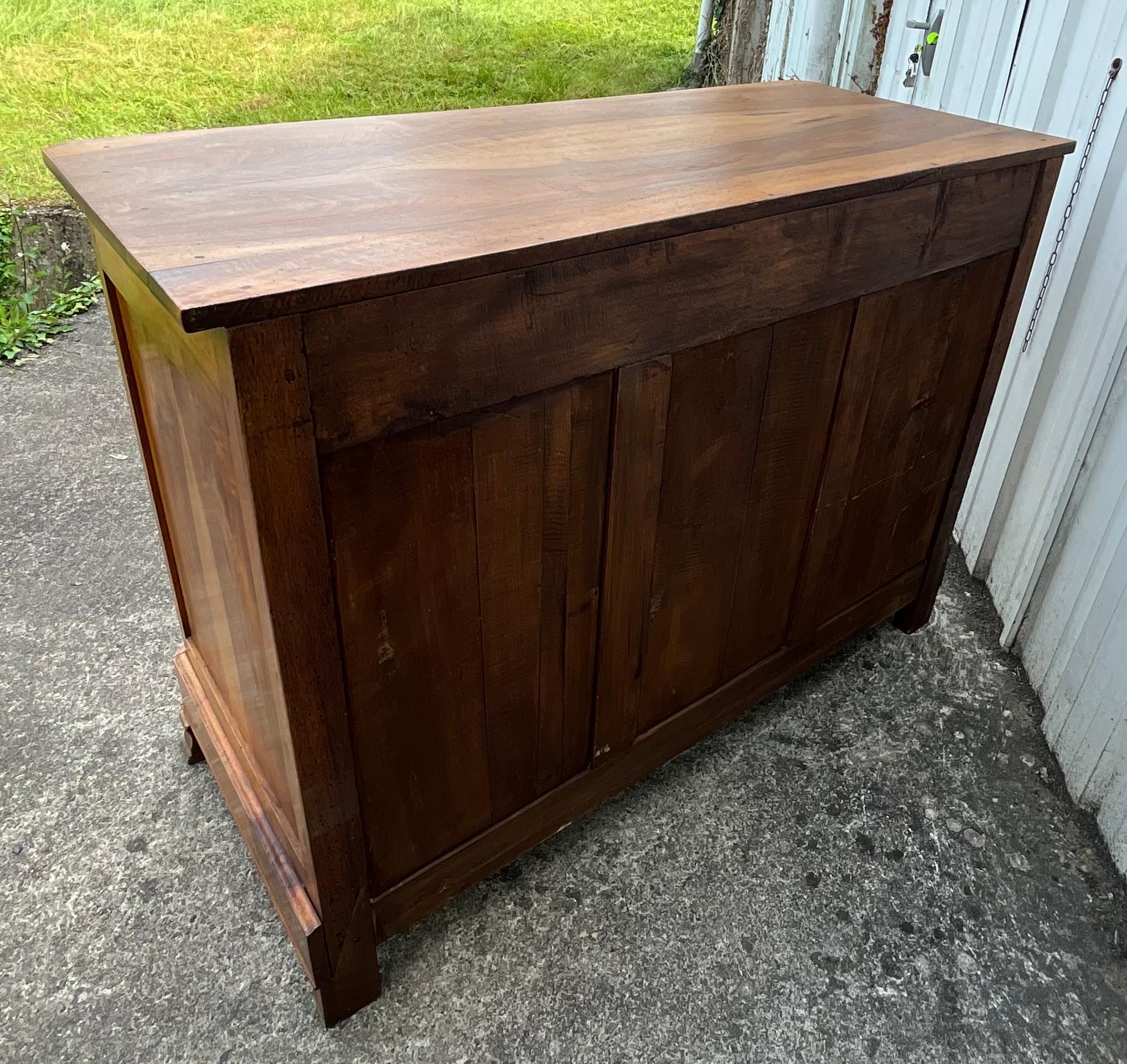 Low Sideboard In Solid Walnut, Late 19th Century Louis Philippe For Sale at 1stDibs