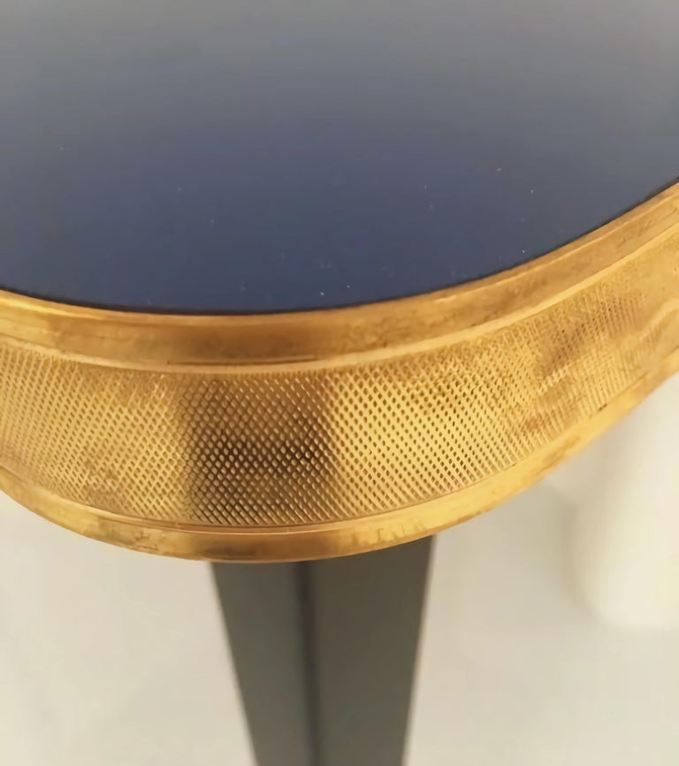 Low Table High Gloss Top, Brass Tape Framed, Black Conical Legs Brass ...